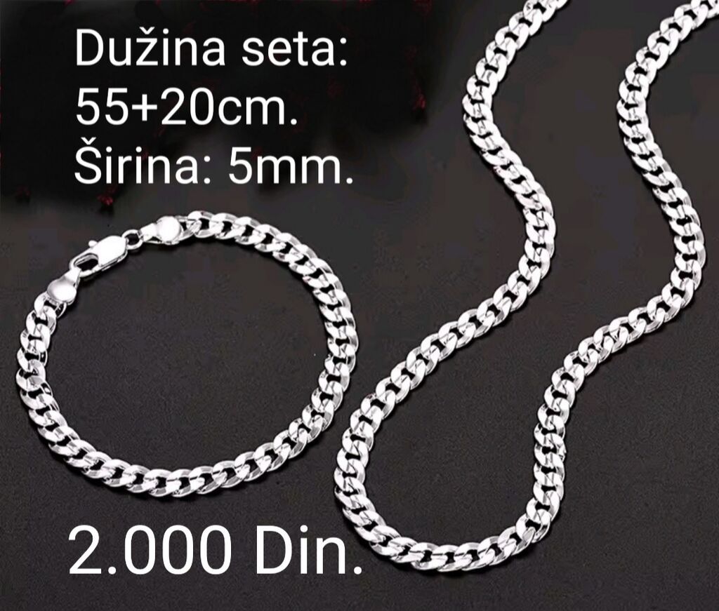 Posrebrni set nakita za muškarce sa žigom S925. od hirurskog čelika