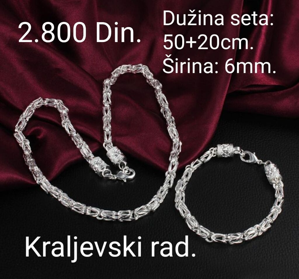 Posrebreni set nakita za muškarce sa žigom S925. od hirurskog čelika