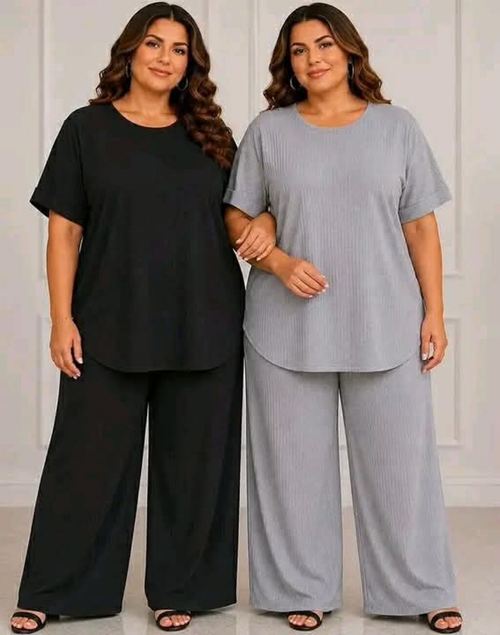 Komplet manica kratak rukav i sirkke pantalone – plus size. -