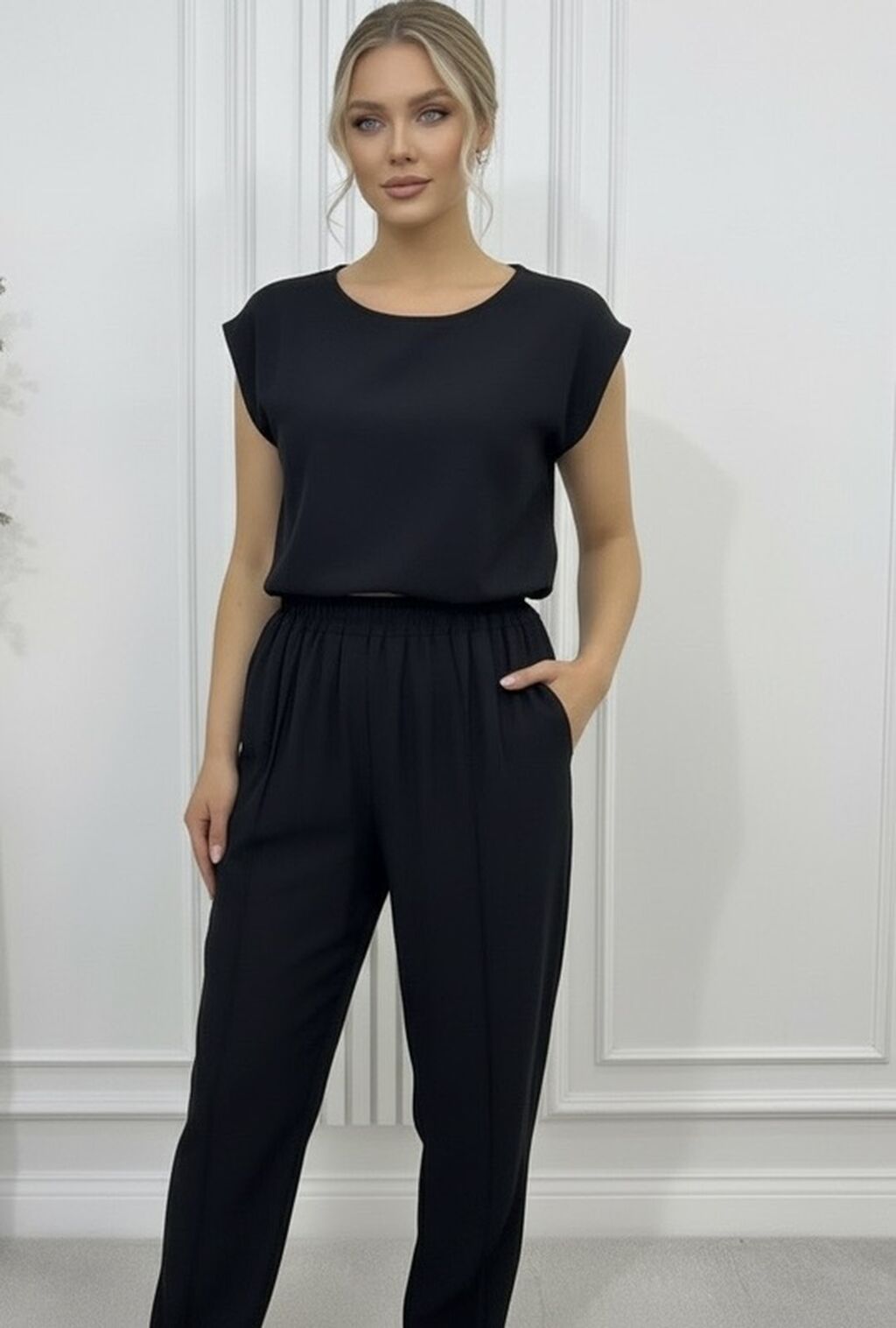 Ženski komplet – bluza bez rukava i pantalone sa visokim strukom 2500