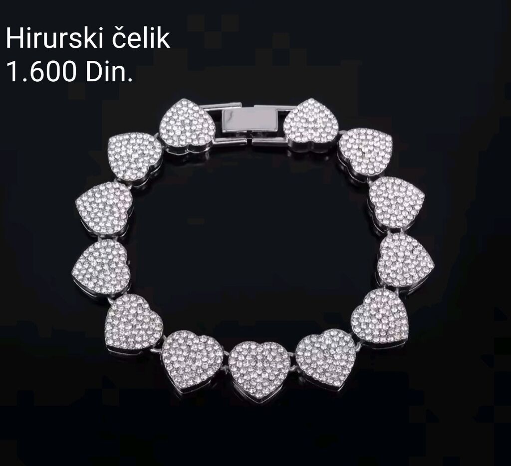 Elegantna narukvica od hirurškog čelika sa privescima u obliku srca