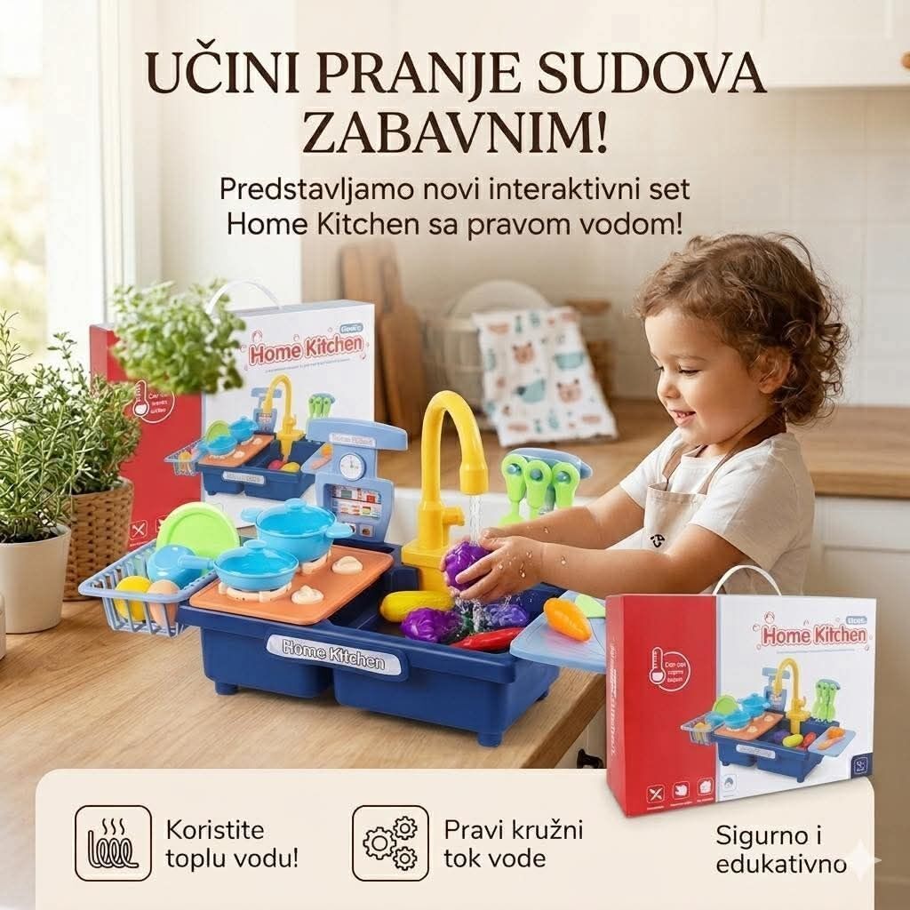 Interaktivni set “Home Kitchen” sa pravom vodom - Igračka sudopera sa