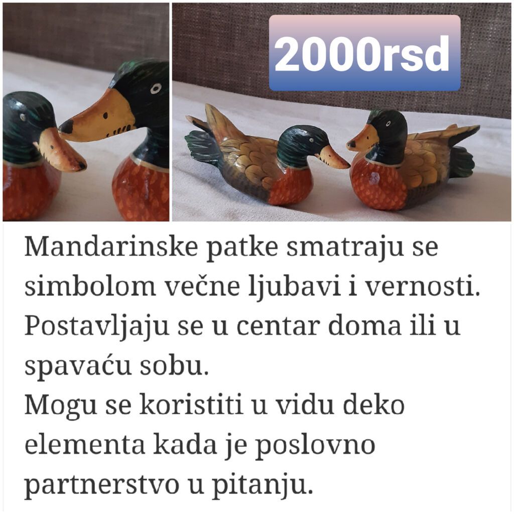 Mandarinske patke – dekorativni par figura - Materijal: ručno