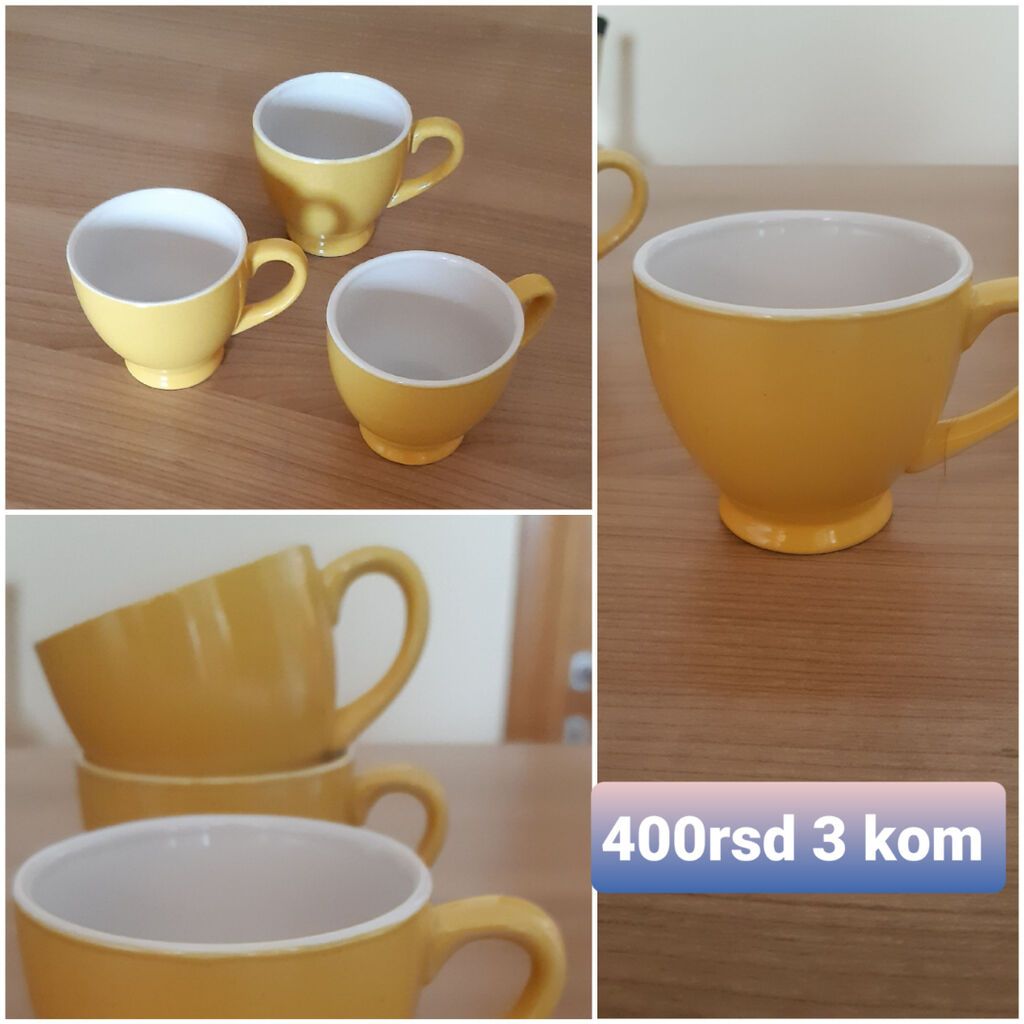Set od 3 žute šoljice za kafu/čaj. - Materijal: keramika/porcelan -