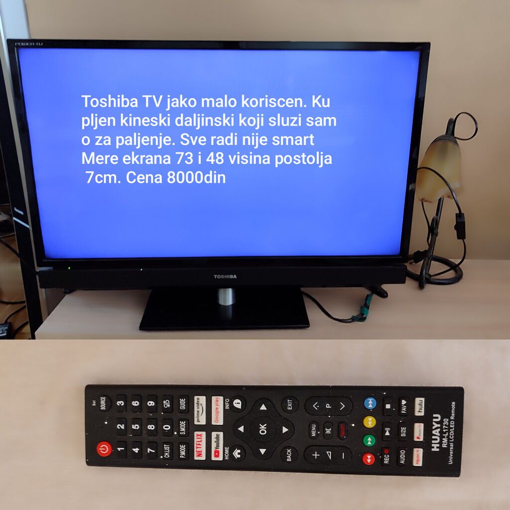 Toshiba LCD/LED TV sa postoljem. - Dijagonala ekrana: širina 73 cm