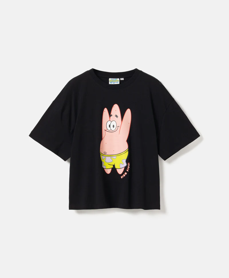 Crna majica za devojčice sa printom SpongeBob 100% pamuk