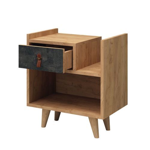 Polla OakDark Grey Nightstand FABRIČKA GREŠKA
