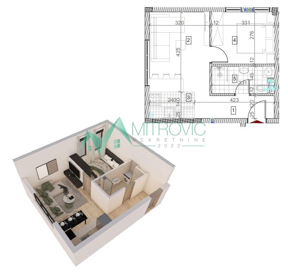 Jednosoban stan na prodaju, Sremska Kamenica, Novi Sad, 35m², 107.280 €