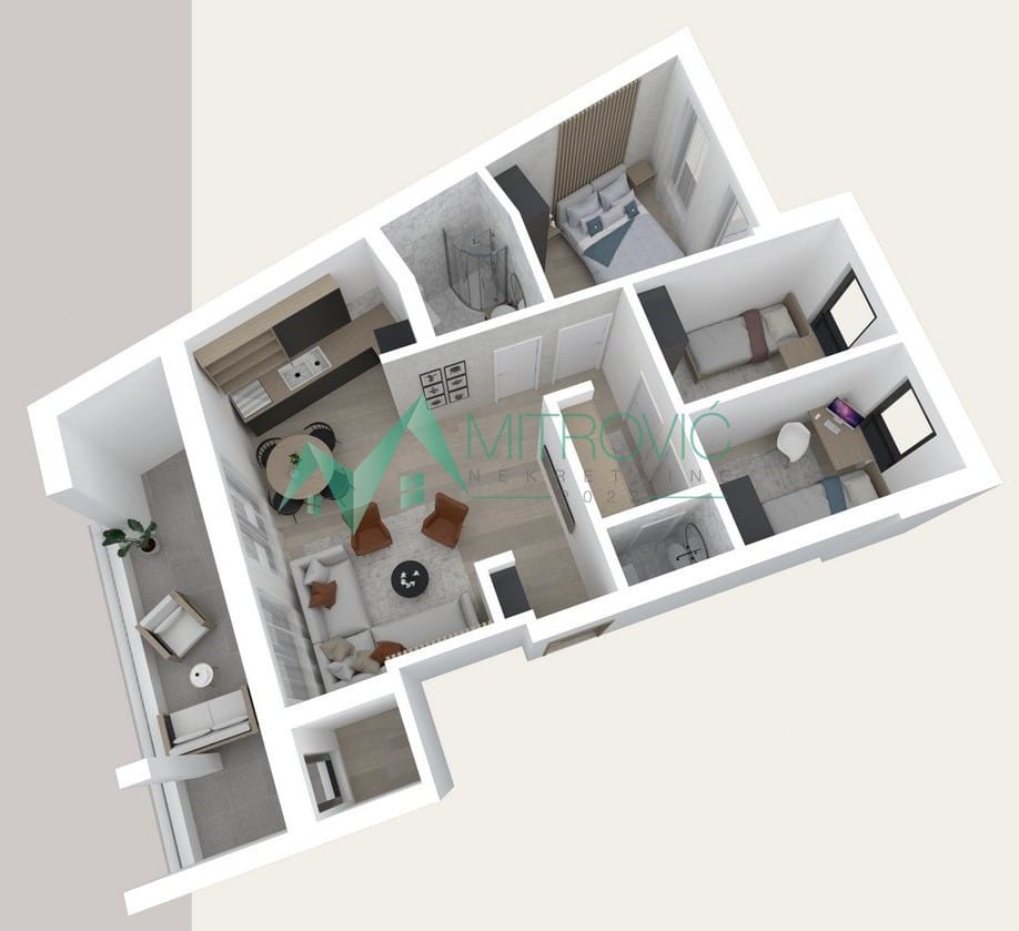 Troiposoban stan na prodaju, Podbara, Novi Sad, 76m², 206.650 €