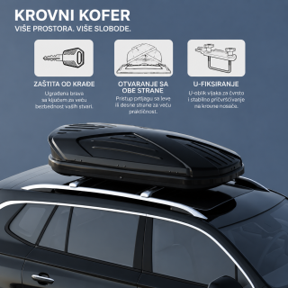 KROVNI KOFER CRNI 600L 173x81x37CM