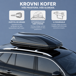 KROVNI KOFER CRNI 650L 173x82x40CM