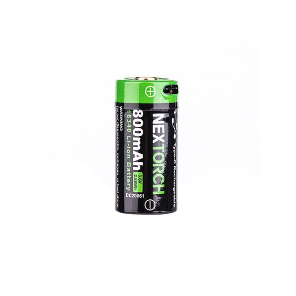 Baterija Nextorch 16340 800mAh 3.6V USB Type-C