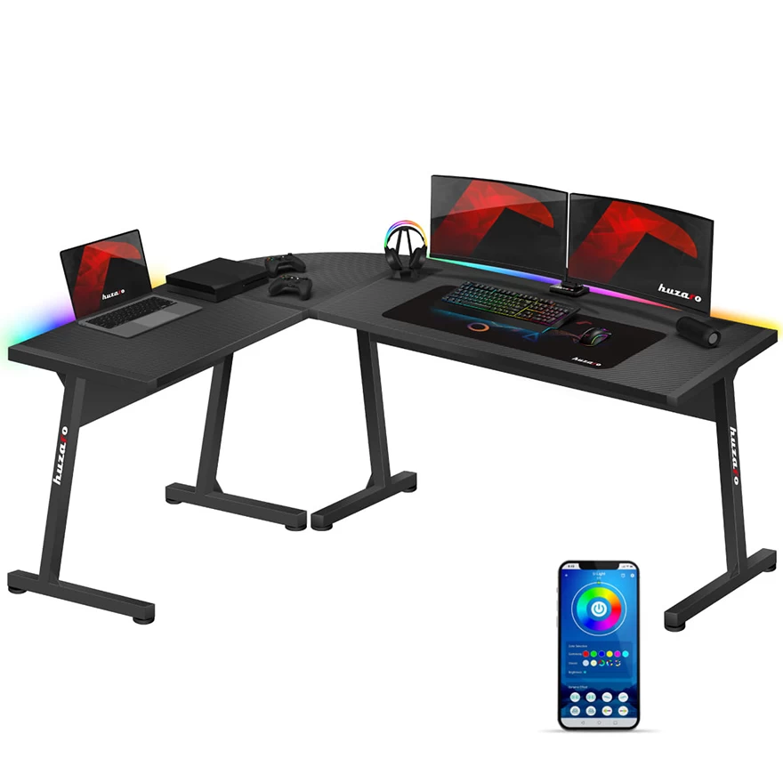 Huzaro Hero 6.0 Crni RGB Ugaoni Gaming sto