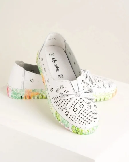 Kožne ženske espadrile 25187 bele