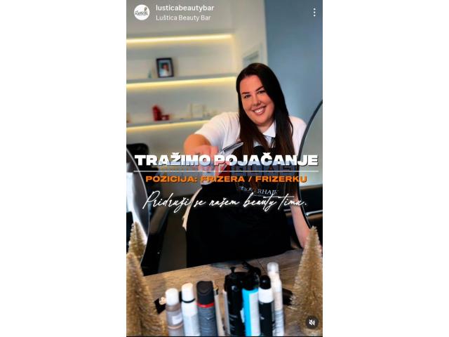 Tražimo pojačanje na poziciji frizera, lokacija Luštica Bay