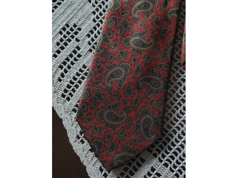 Gospodska elegantna paisley kravata cigla bordo zelena