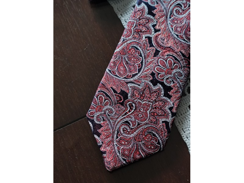Luksuzna svecana bordo srebrna paisley kravata Willen