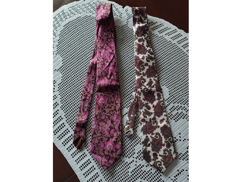 VRH Svilene bordo ljubicasta i krem paisley kravate
