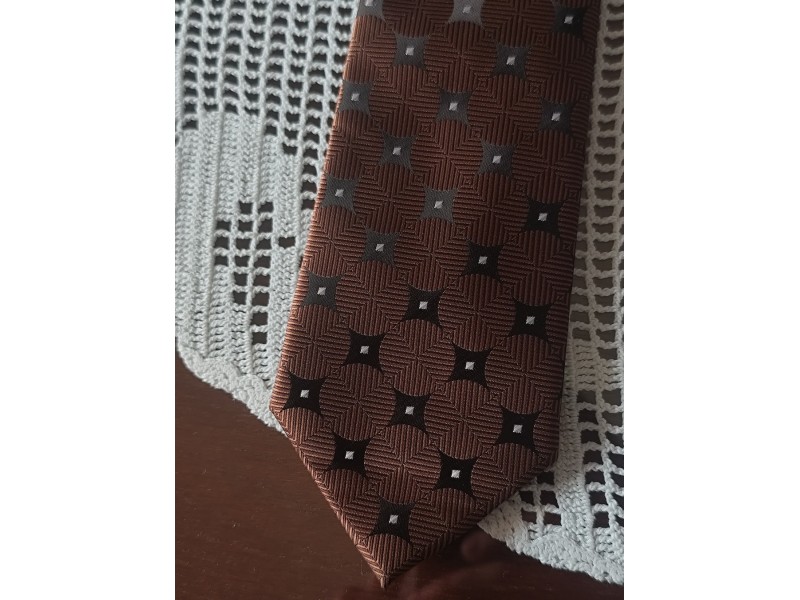 Vrhunska cokoladno braon geometrijska kravata Franco Br