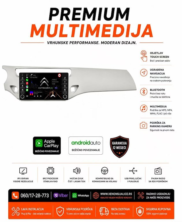 CITROEN C3 MULTIMEDIJA ANDROID,CAR PLAY NAVIGACIJA TOUCH SCREEN 10 INCA