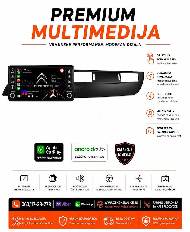 CITROEN C5 MULTIMEDIJA ANDROID,CAR PLAY NAVIGACIJA TOUCH SCREEN 10 INCA