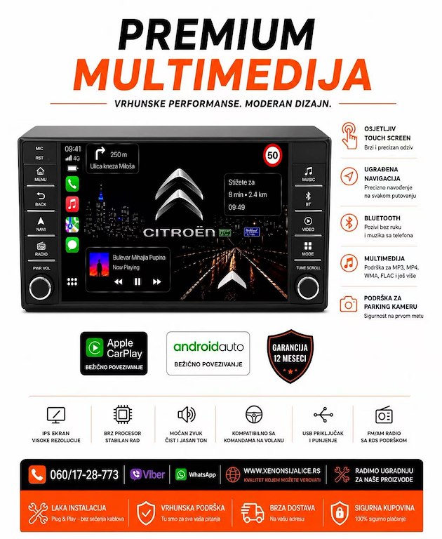 CITROEN JUMPER MULTIMEDIJA ANDROID,CAR PLAY NAVIGACIJA TOUCH SCREEN 10 INCA