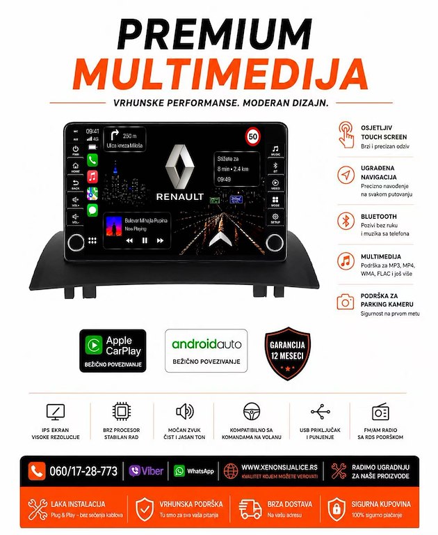RENAULT MEGANE 2 MULTIMEDIJA ANDROID,CAR PLAY NAVIGACIJA TOUCH SCREEN 10 INCA