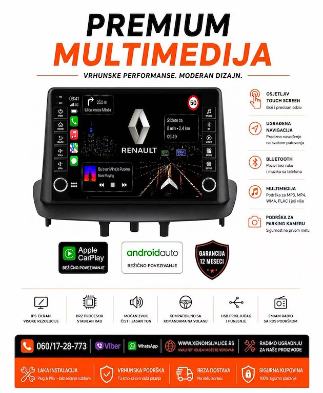 RENAULT MEGANE 3 MULTIMEDIJA ANDROID,CAR PLAY NAVIGACIJA TOUCH SCREEN 10 INCA