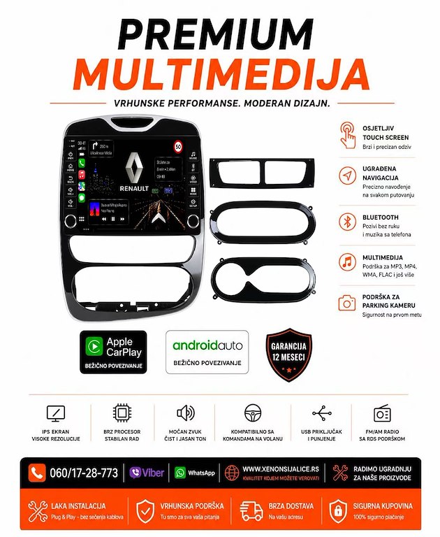 RENAULT CLIO MULTIMEDIJA ANDROID,CAR PLAY NAVIGACIJA TOUCH SCREEN 10 INCA