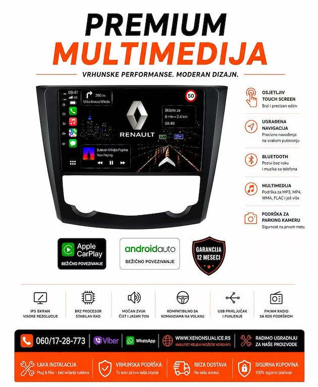 RENAULT KADJAR MULTIMEDIJA ANDROID,CAR PLAY NAVIGACIJA TOUCH SCREEN 10 INCA