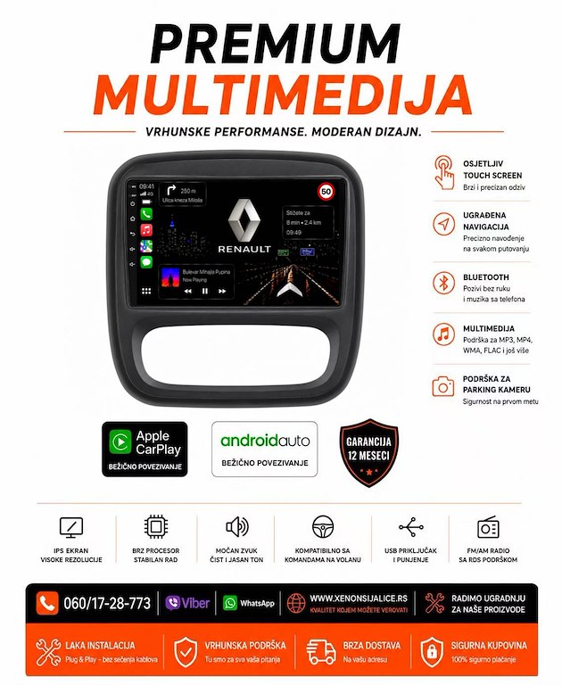 RENAULT TRAFIC MULTIMEDIJA ANDROID,CAR PLAY NAVIGACIJA TOUCH SCREEN 10 INCA