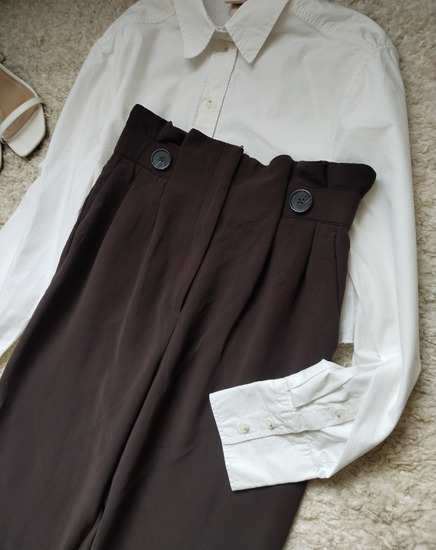    H&M braon pantalone sa faltama duboke ☆ 36/S ☆