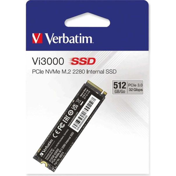 SSD M.2 NVMe Verbatim 512GB Vi3000 3100MBs/2100MBs