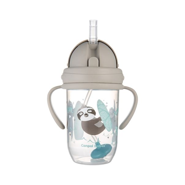 CANPOL BABIES NON-SPILL SPORTSKA SOLJA SA SLAMCICOM (TEG) 270ml 56/606 EXOTIC ANIMALS - GREY