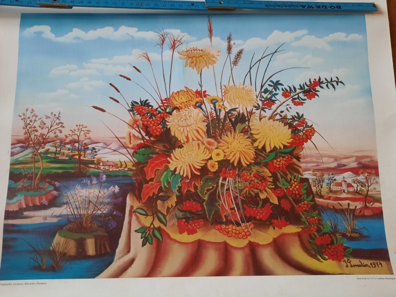 Naivna umetnost dva printa Vintage