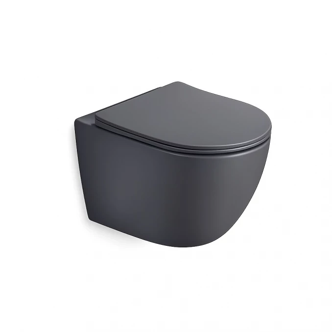 Konzolna šolja PERLA compact dark grey rimless sa duroplast soft close wc daskom