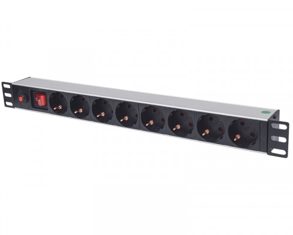 INTELLINET 19'' Power Strip 8-Sockets German type produzni kabl sa zastitom crni