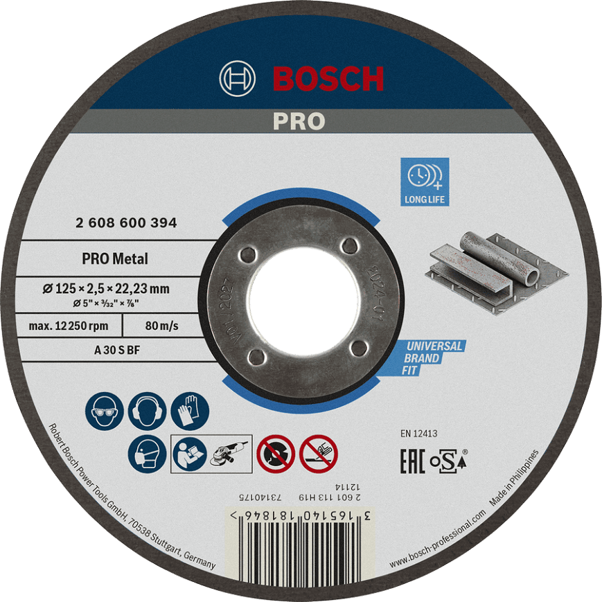 Bosch PRO Metal lepljena rezna ploča, 125×2,5×22,23 mm, oSa