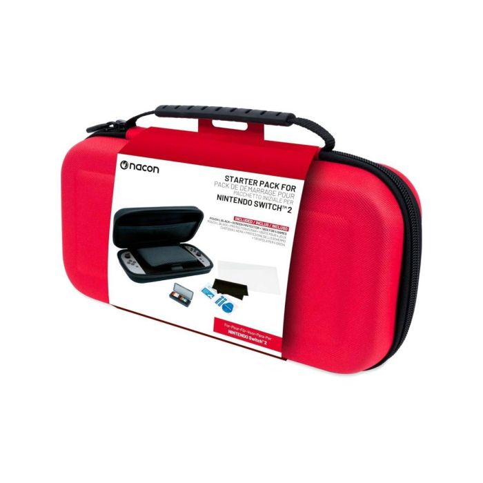 Nacon Switch 2 Starter Pack Red - (pouch, Screen Protector, Box For 4 Games)