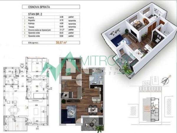 Trosoban stan na prodaju, 59m2, 132.990€
