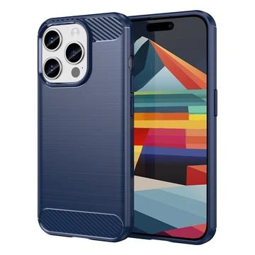 IPHONE 15 PRO MAX BRUŠENA TPU ZAŠTITNA MASKA - UGLJENIČNO VLAKNO - PLAVA