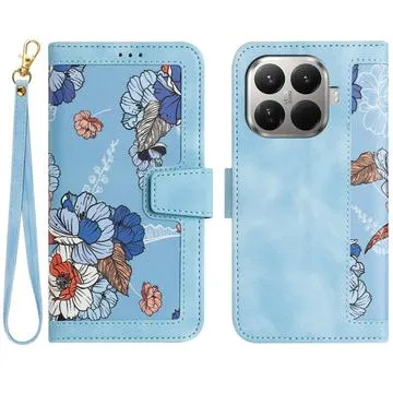 XIAOMI 17T FLORAL WALLET CASE WITH CARD SLOTS - BABY BLUE