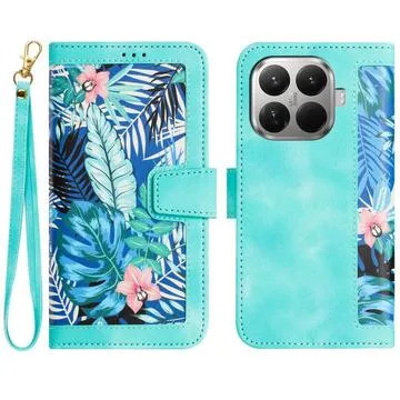 XIAOMI 17T FLORAL WALLET CASE WITH CARD SLOTS - GREEN