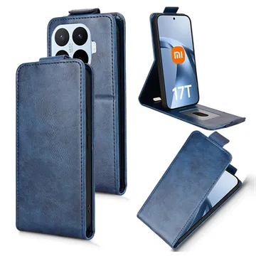 XIAOMI 17T VERTICAL FLIP CASE WITH STAND - DARK BLUE