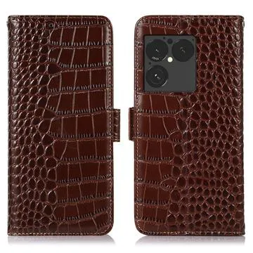 SONY XPERIA 1 VIII CROCODILE SERIJA KOŽNA MASKA-NOVČANIK SA RFID-OM - BRAON