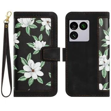 SONY XPERIA 1 VIII FLORAL WALLET CASE WITH CARD SLOTS - BLACK