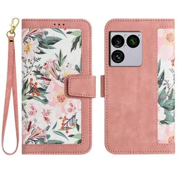 SONY XPERIA 1 VIII FLORAL WALLET CASE WITH CARD SLOTS - PINK