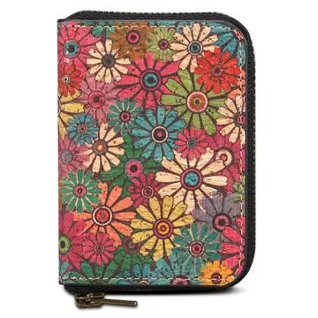 V16 MAGNETIC CARD HOLDER WITH ZIPPER - MAGSAFE COMPATIBLE - COLORFUL FLOWERS