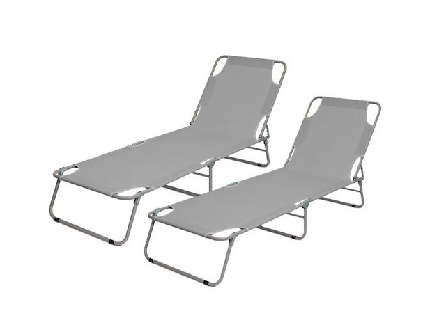 Set ležaljki za plažu, 2 Komada, Sive