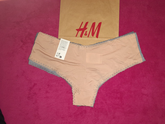 H&M 3kom bež,plave brazilke obod cipka NOVO!%